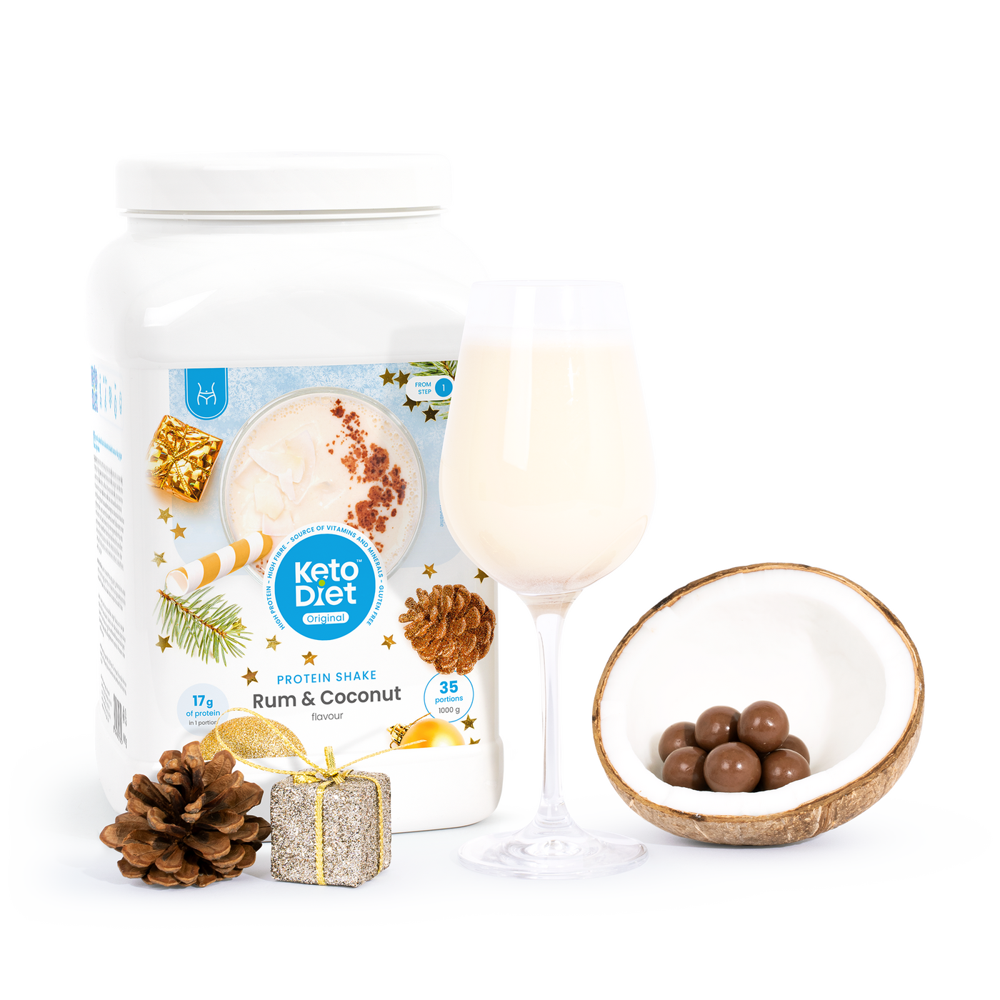 Proteinový nápoj – rum & kokos (35 porcí) | KetoDiet CZ